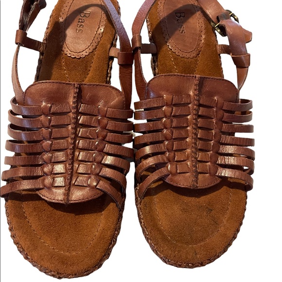 Bass | Shoes | Bass Basket Weave Leather Wedge Sandals Size 1m | Poshmark